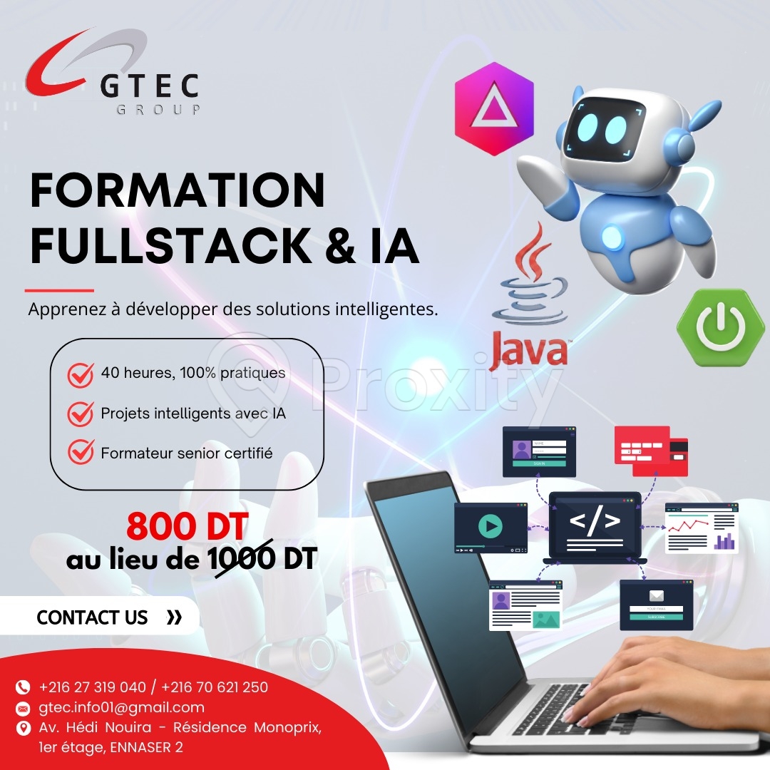 Formation Fullstack Spring Boot et Angular IA | Proxity.tn